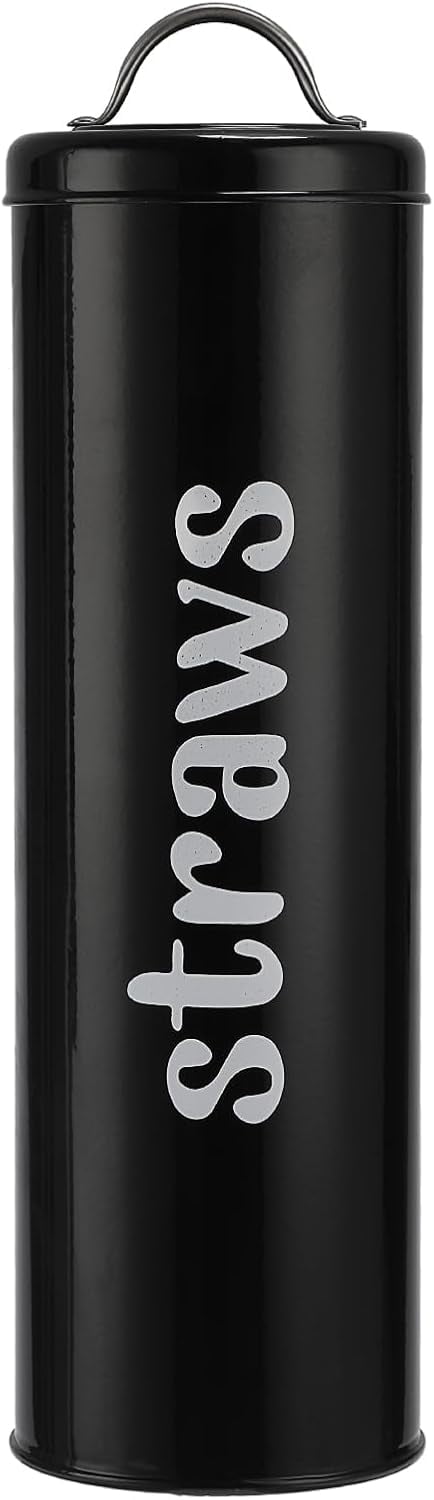 Hidove Metal Straw Holder, 12 In Tall Drin Straw Dispenser with Handle ...