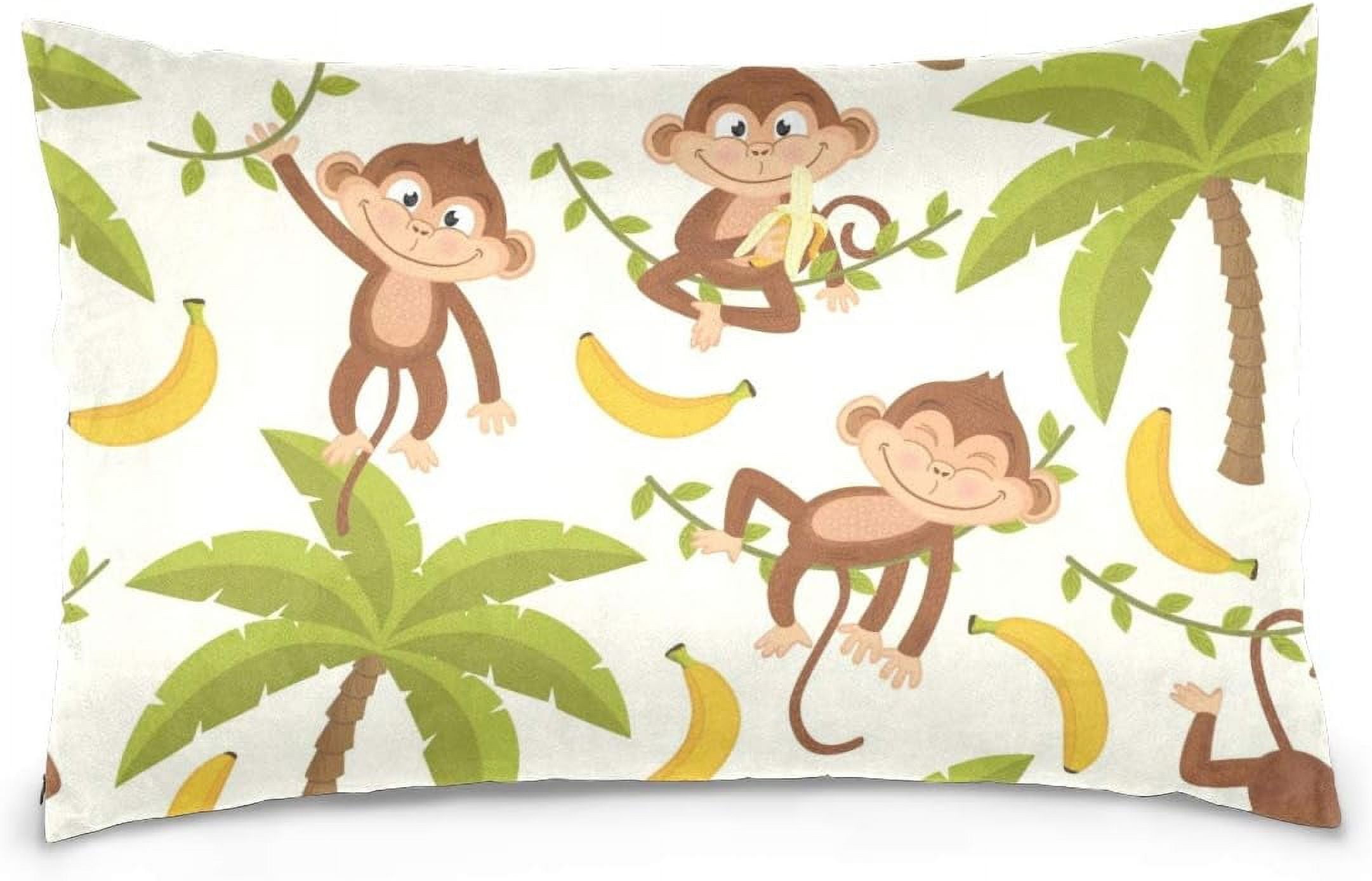 Hidove Monkey Palm Tree Velvet Oblong Lumbar Plush Throw Pillow Cover ...