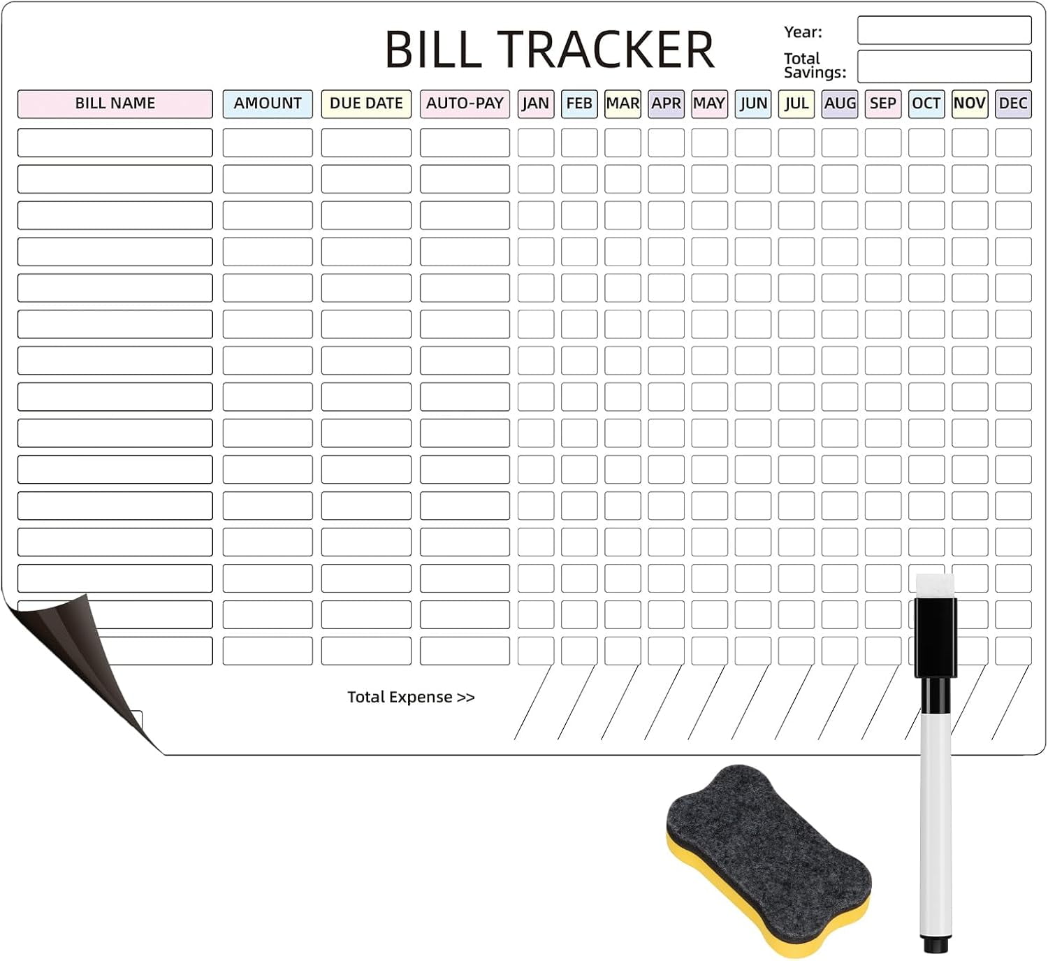 Hidove Monthly Bill Payment Checklist Whiteboard for Refrigerator Bill ...