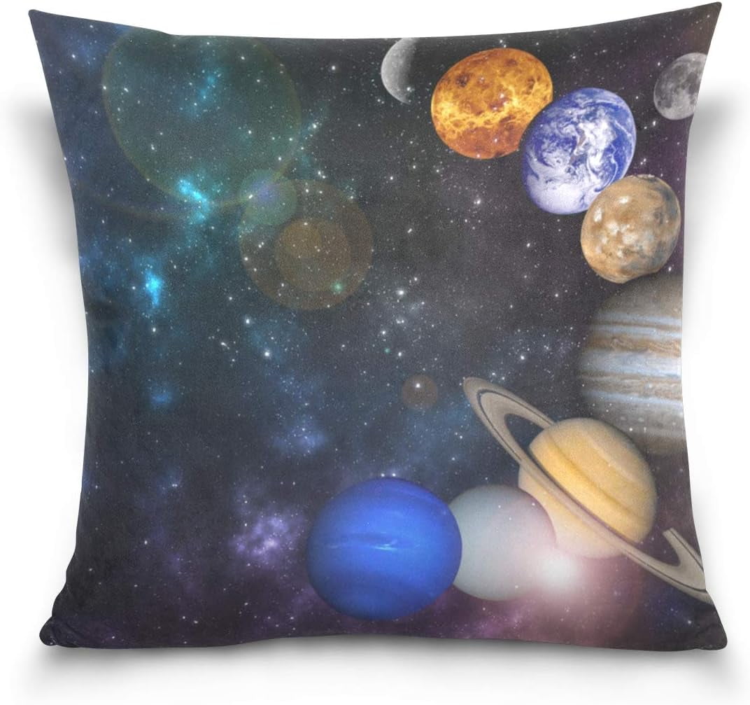 Hidove Moon Solar System Velvet Oblong Lumbar Plush Throw Pillow Cover ...