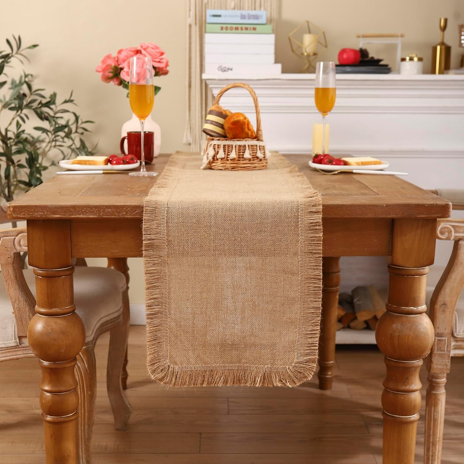 Hidove Natural Jute Braided Table Runner 13 x 120 in Long Khaki ...