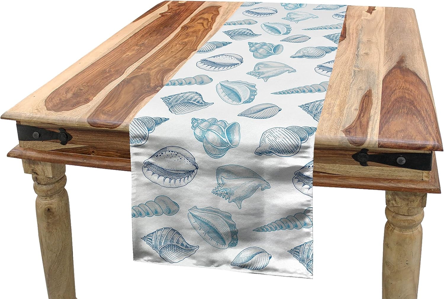 Hidove Nautl Table Runner, Molluscs Sea Shell Soft Toned Marine Animals ...