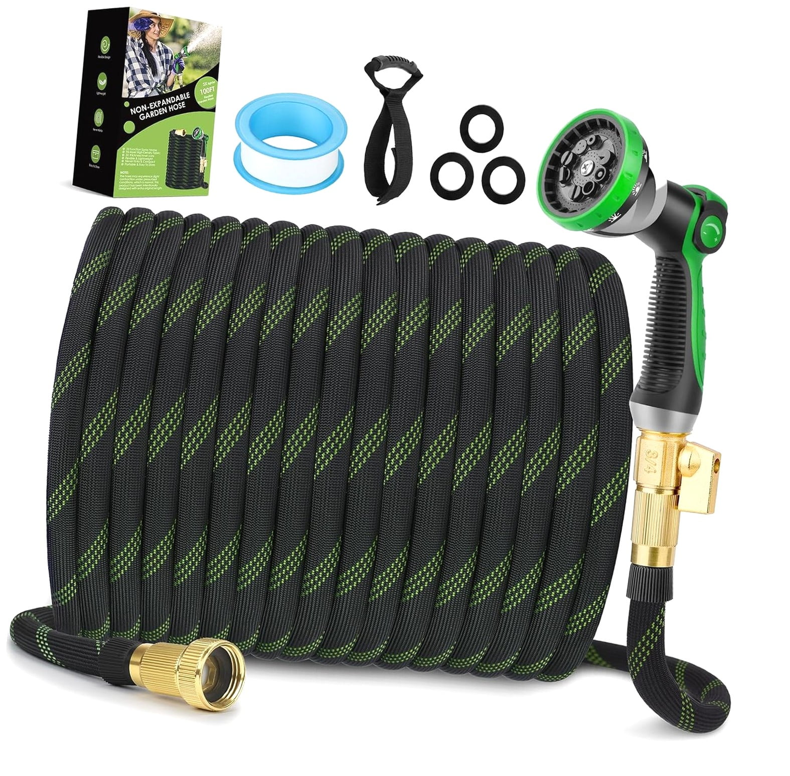 Hidove Non-Expandable ft, Flexible Water Hose With 10-Pattern Nozzle ...