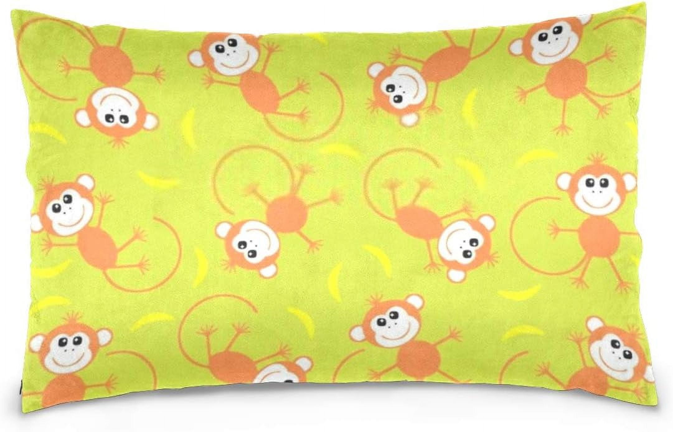 Hidove Orange Monkeys Bananas Velvet Oblong Lumbar Plush Throw Pillow ...