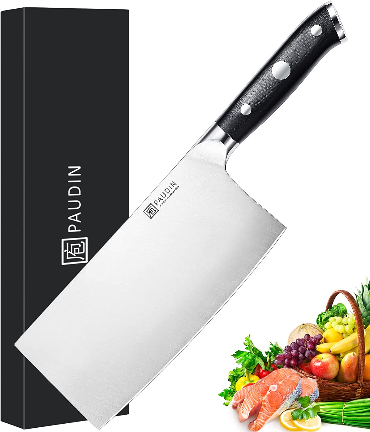 Hidove PN Cleaver Knife 7 in Meat Cleaver, High Carbon German Steel ...