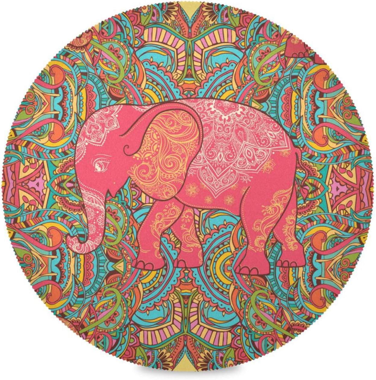 Hidove Paisley Flower Elephant Round Placemats Set of 6 Table Mats for ...