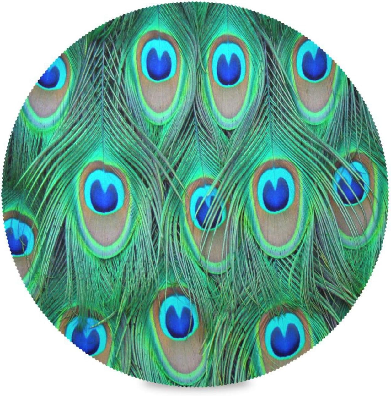 Hidove Peacock Feather Round Placemats Set of 4 Table Mats for Kitchen ...
