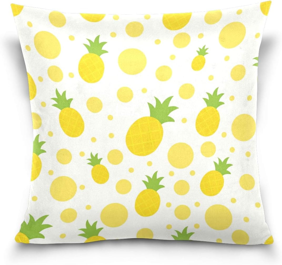 Hidove Pineapple and Yellow Dot Velvet Oblong Lumbar Plush Throw Pillow Cover/Shams Cushion Case ...