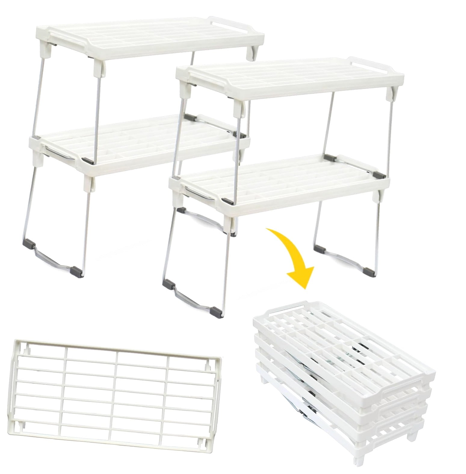 Hidove Plastic Kitchen Cabinet Organizer, Stackable Freezer Rack ...
