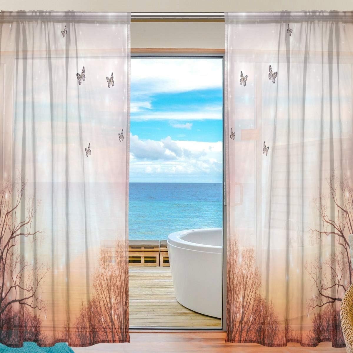 Hidove Political Map Sheer Window Curtain Panel Drape 55x78 Inch for ...