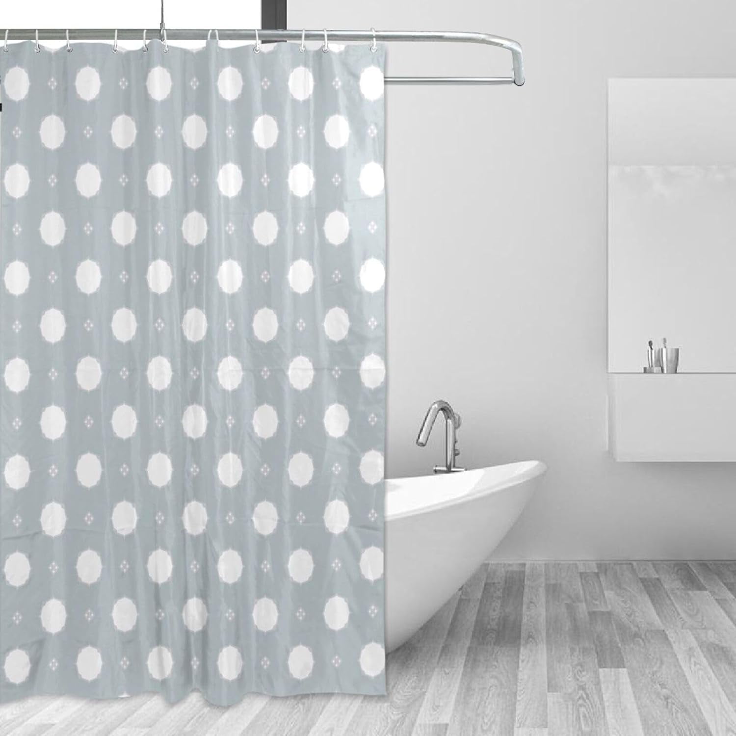 Hidove Polka Dots Bathroom Waterproof Shower Curtain Set Bathtub