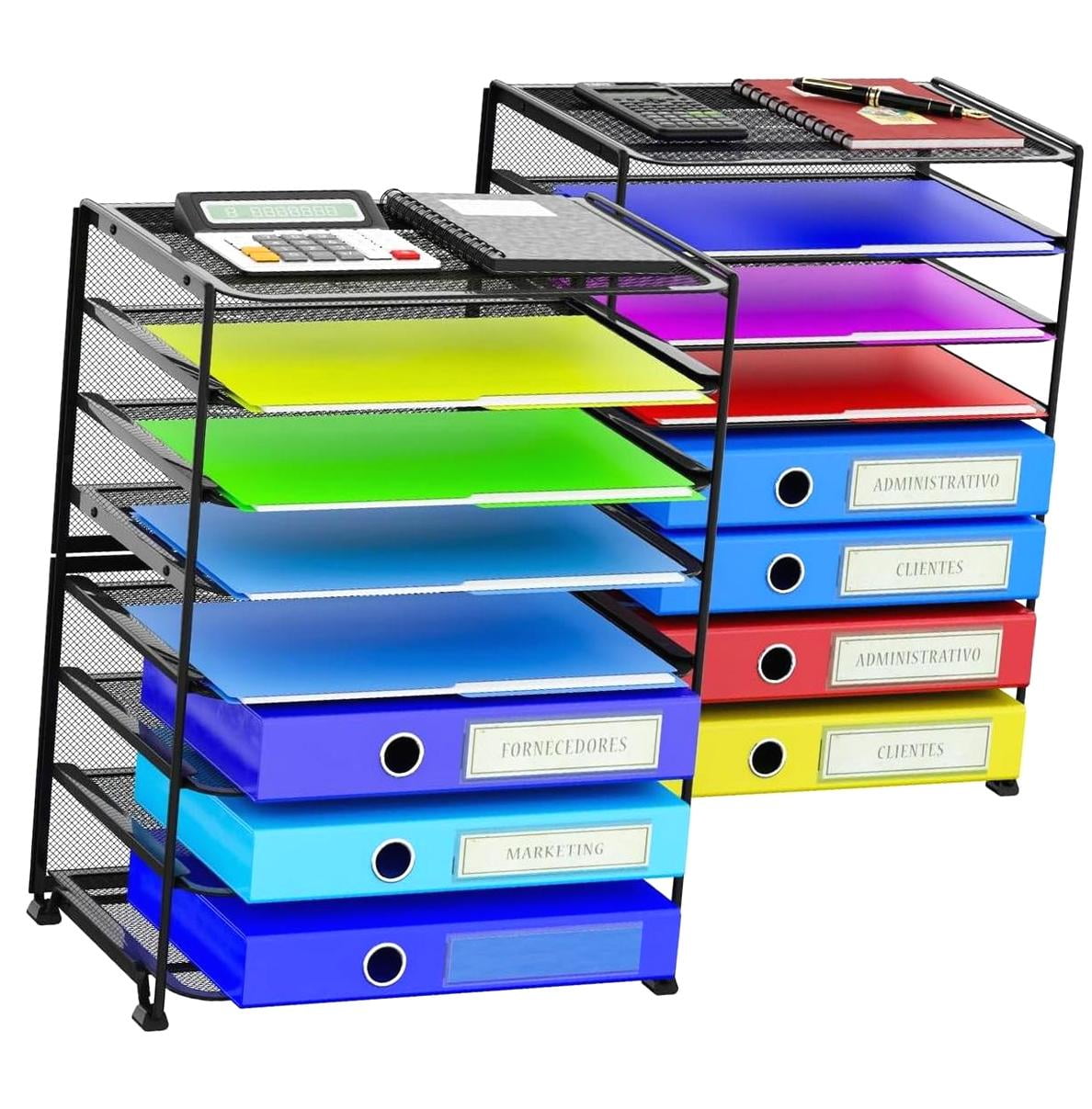 Hidove Popular 2 Set 8 Layer Letter Tray - Mesh Desktop File Organizer ...