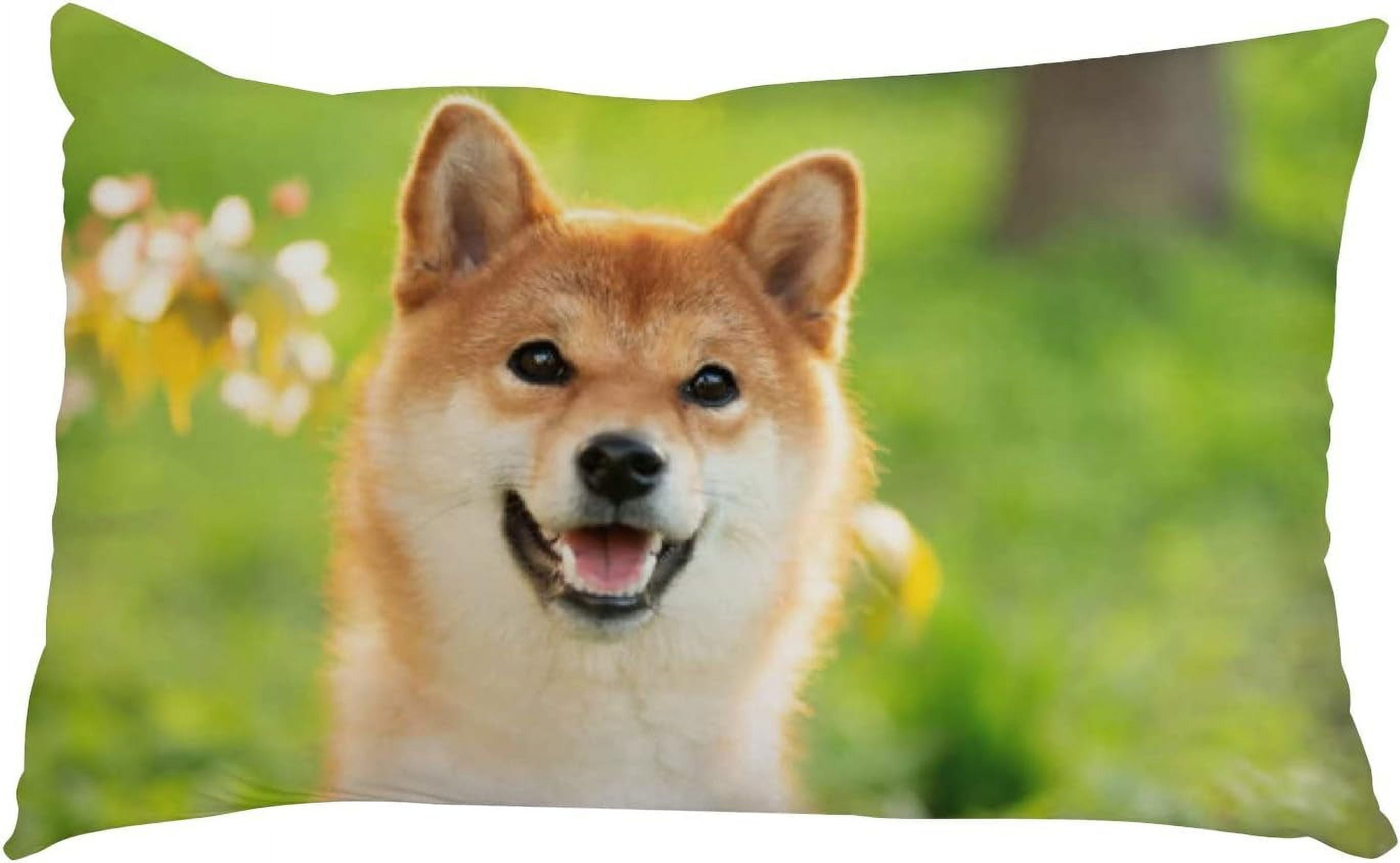 Hidove Portrait of Happy Shiba Inu Dog Sitting in Summer Pillow Covers ...