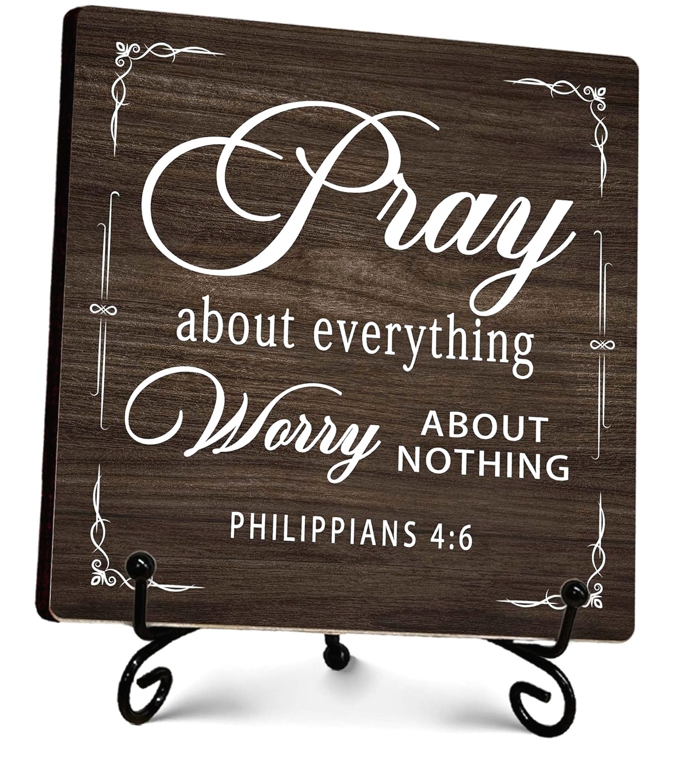 Hidove Pray About Everything Worry About Nothing Wooden Sign, Desk ...