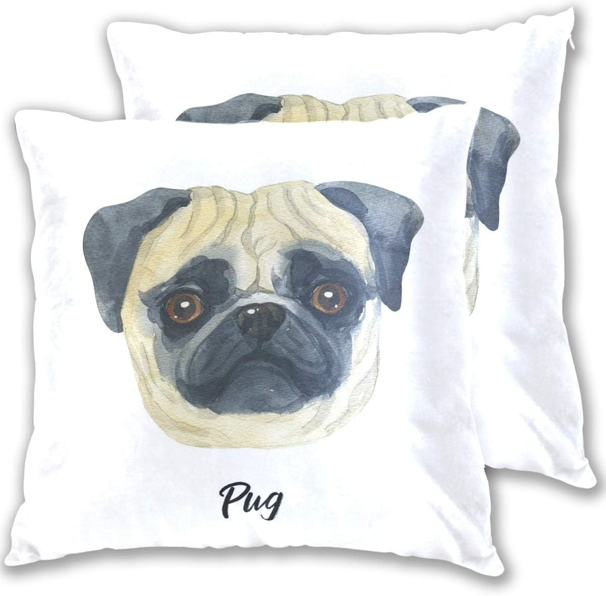 Hidove Pug Dog Velvet Plush Throw Pillow Cushion Case Cover - 18x18in ...