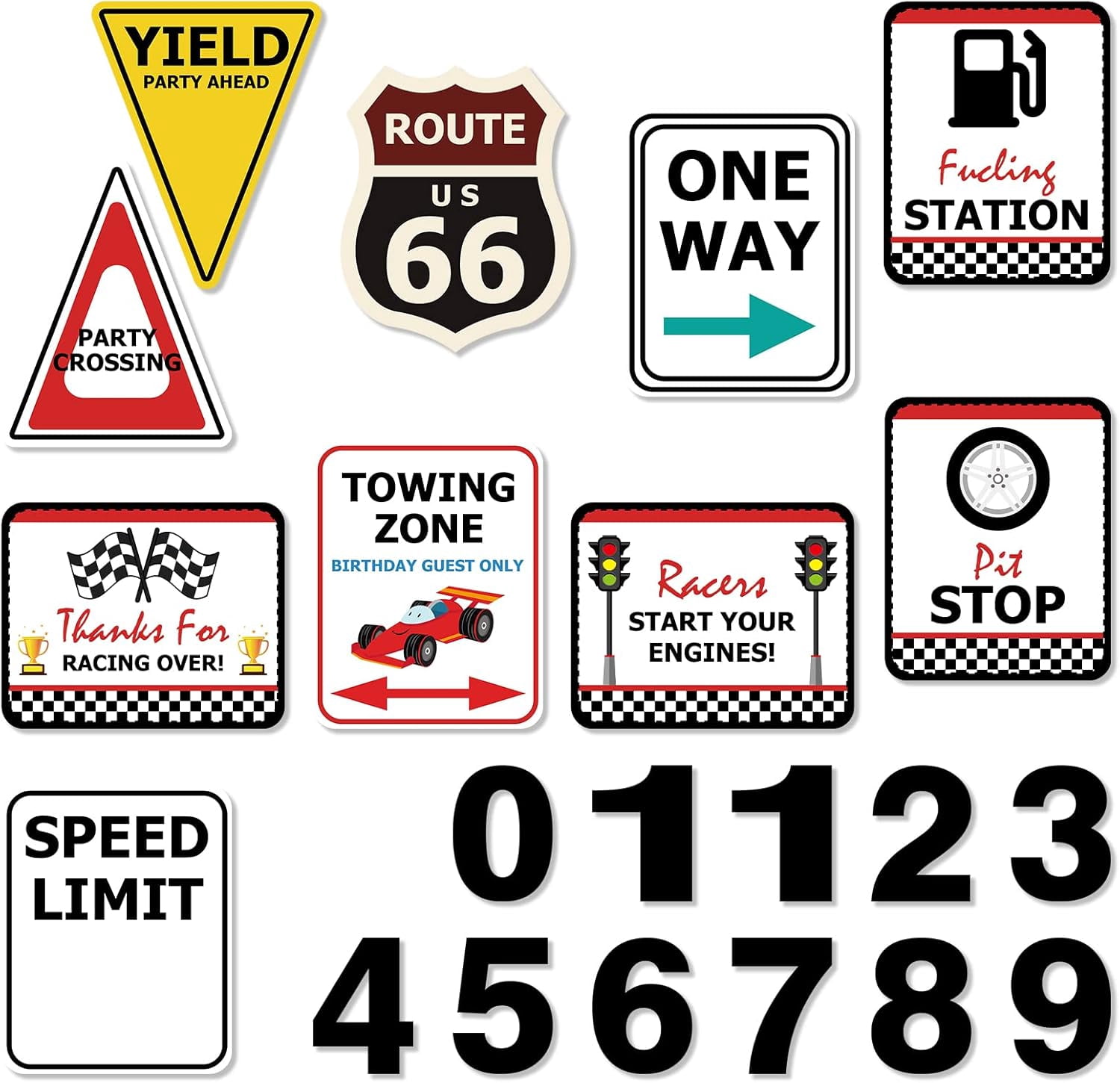 Hidove Race Car Party Decorations - 10PCS Funny Race Car Birthday Party ...