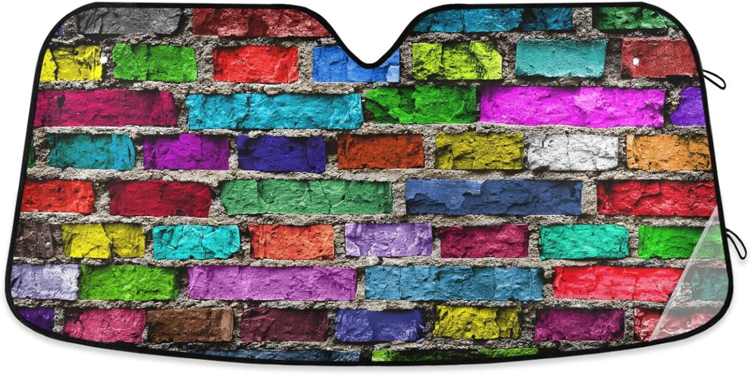 Hidove Rainbow Color Brick Wall Car Windshield Sun Shade,oldable Visor ...