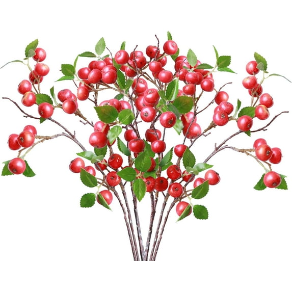 Hidove Realistic 8Pcs 21.6 Inch Red Berry Faux Berries Fruit Branches ...