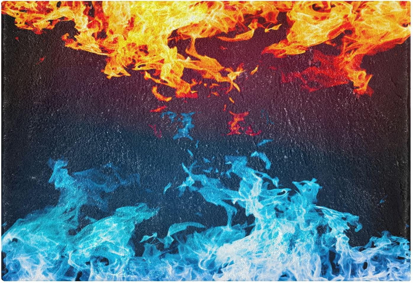 Hidove Red and Blue Fire Bath Mat Set Soft High Absorbent Non Slip ...