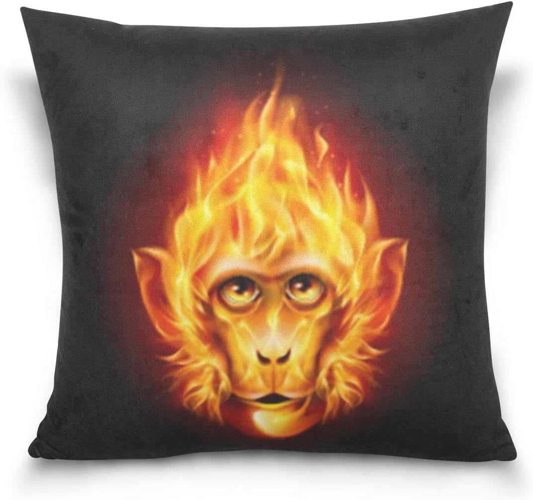Hidove Redhead Fire Monkey Velvet Oblong Lumbar Plush Throw Pillow ...