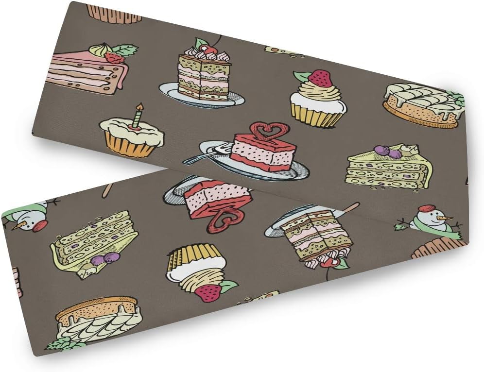 Hidove Retro Brown Sweet Cakes Cupcakes Table Runner 13 x 70 Inch ...