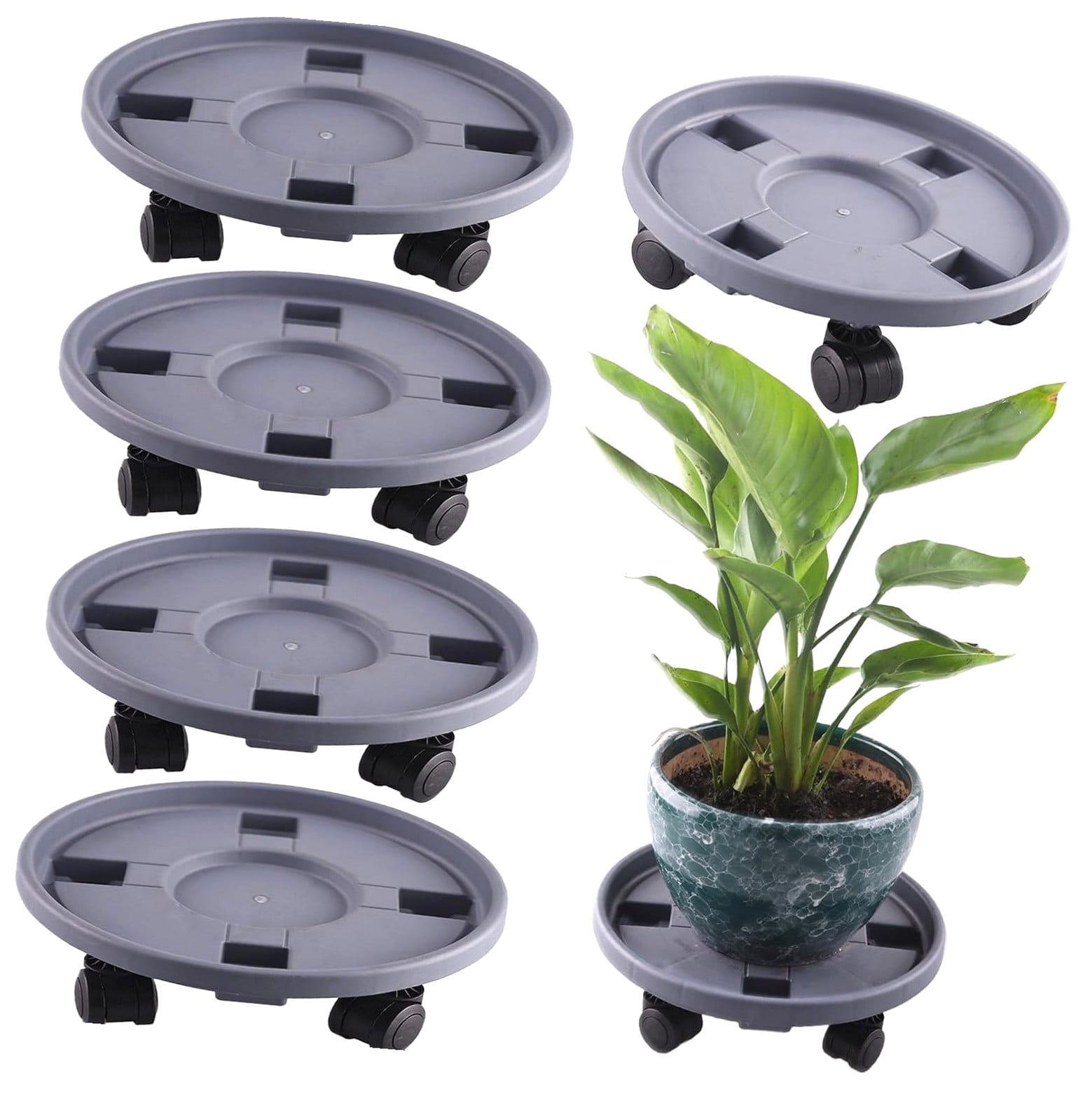 Hidove Rolling Plant Stand with Wheels 5 Pack 13 Inch Plant Caddy with ...