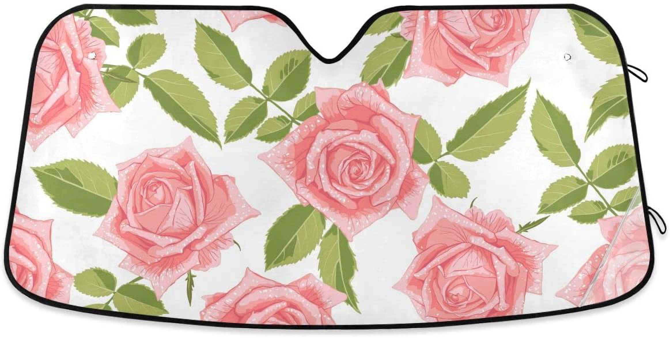 Hidove Rose Flowers Front Windshield Sun Shade Folding Sun Shield Shade ...