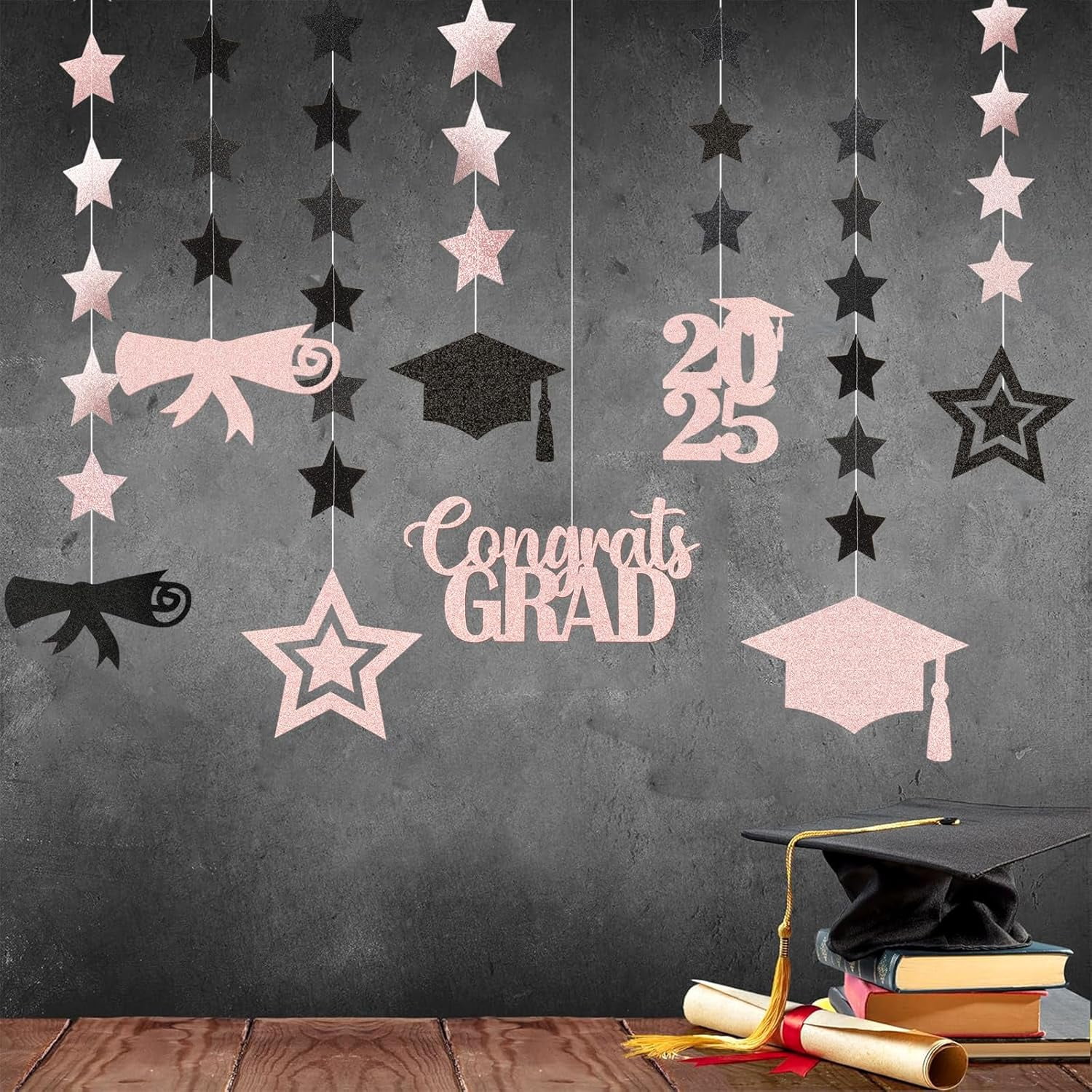 Hidove Rose-Gold Bla Graduation Party-Decorations Garland - 8pcs ...