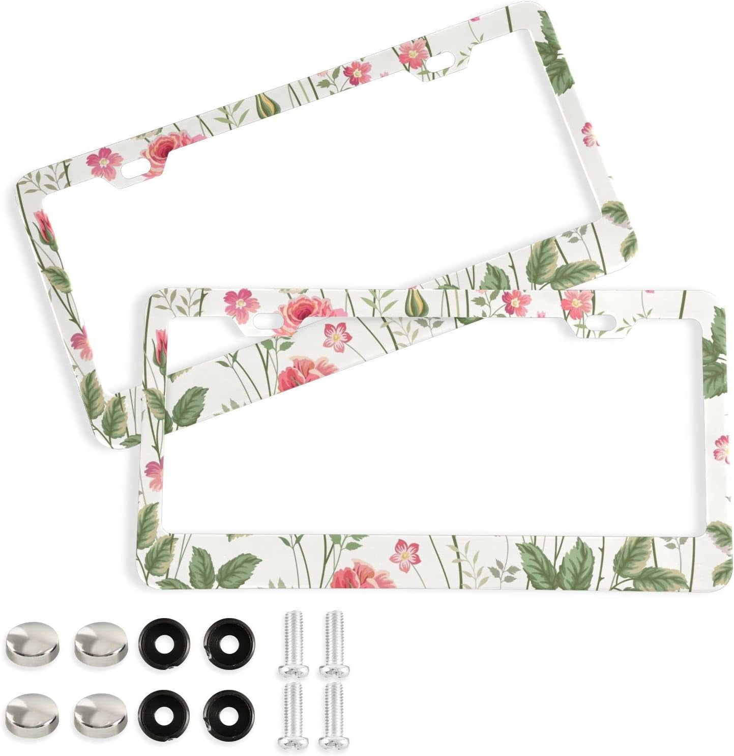 Hidove Roses and Butterflies 2 Holes Car License Plate Frames 2PCS Car ... Hidove Roses and Butterflies 2 Holes Car License Plate Frames 2PCS Car ...