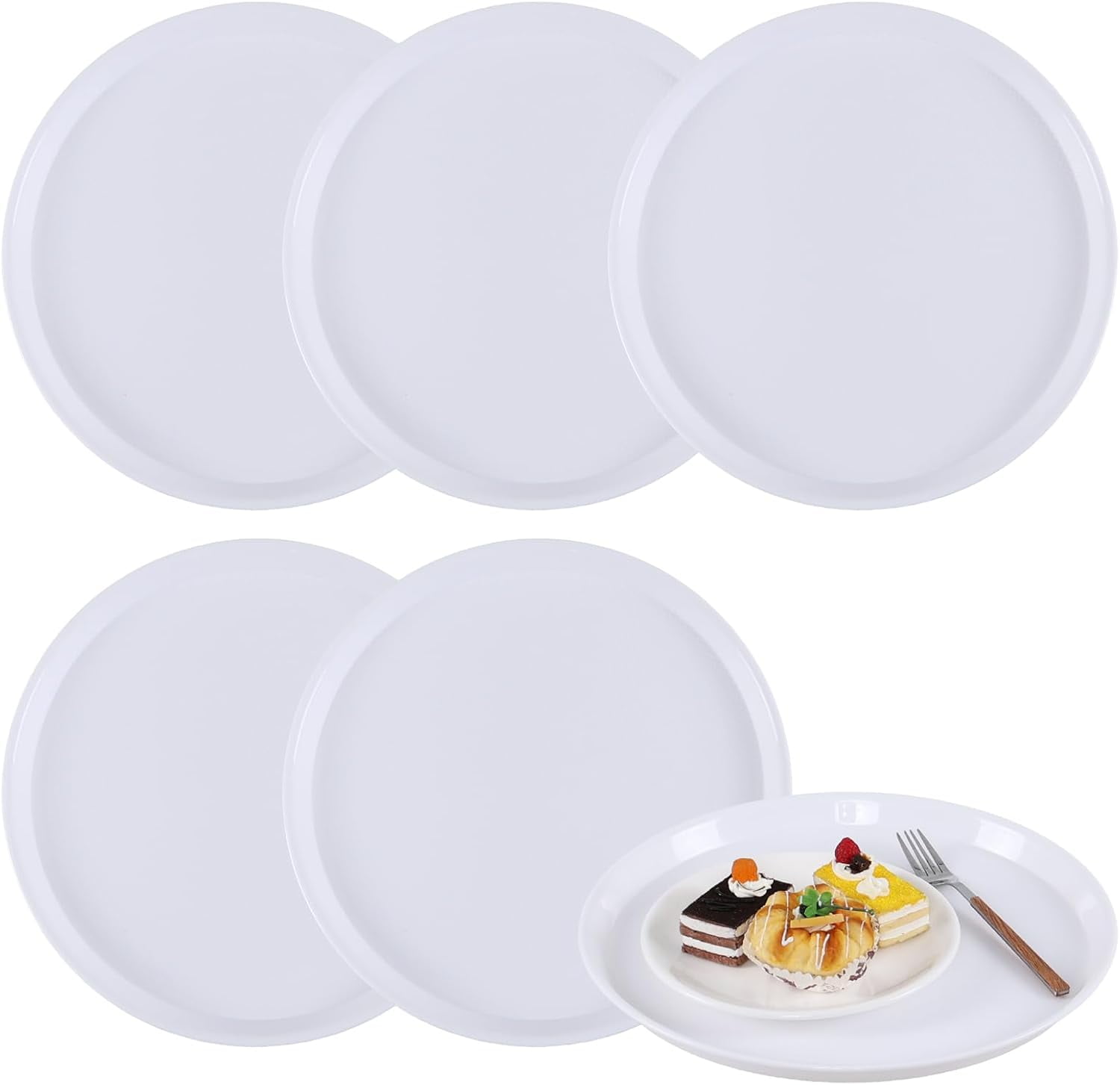 Hidove Round Plastic Food Serving Trays, White, Restaurant Waiters ...
