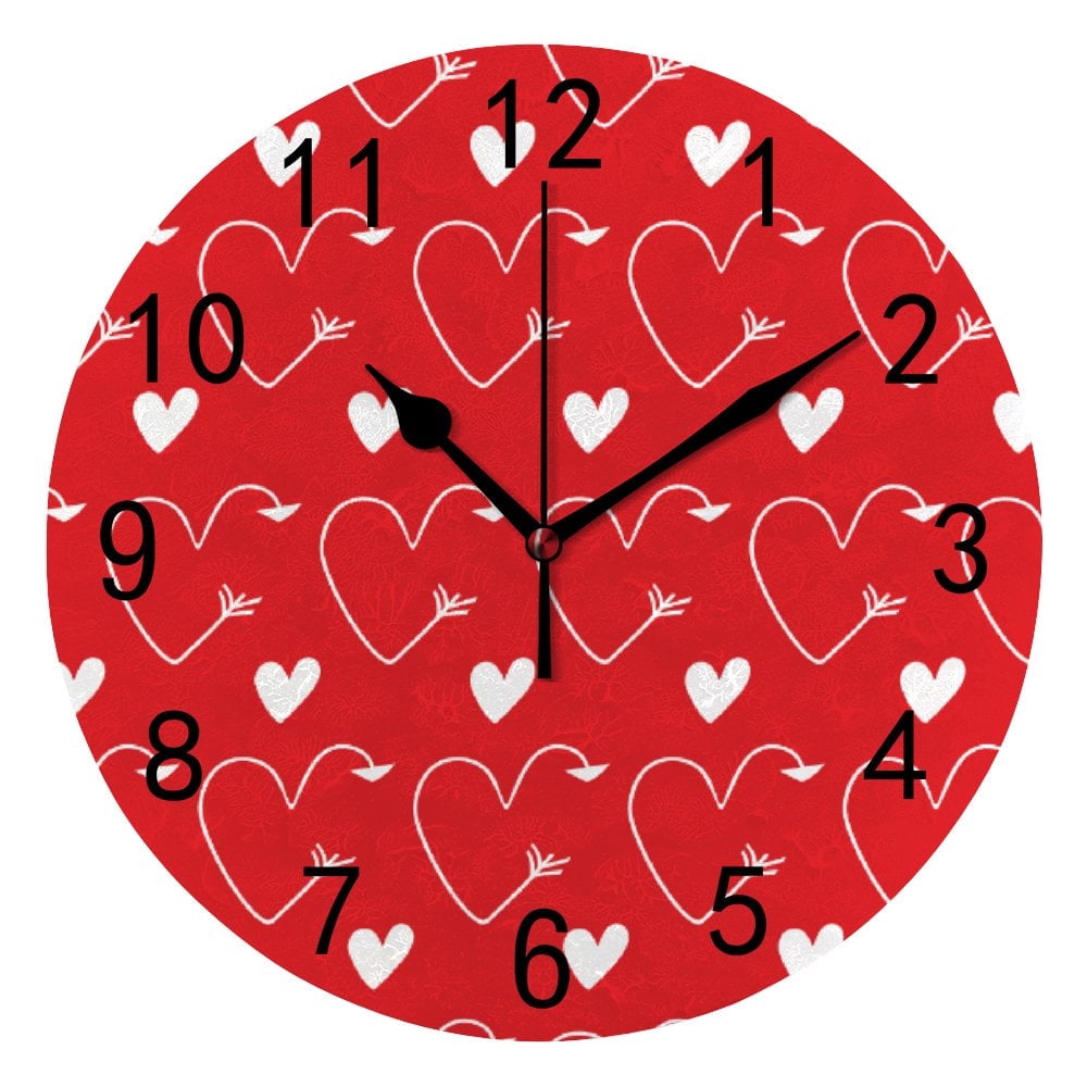 Hidove Round Wall Clock Home Decorative, Hearts in Form of Arrows ...