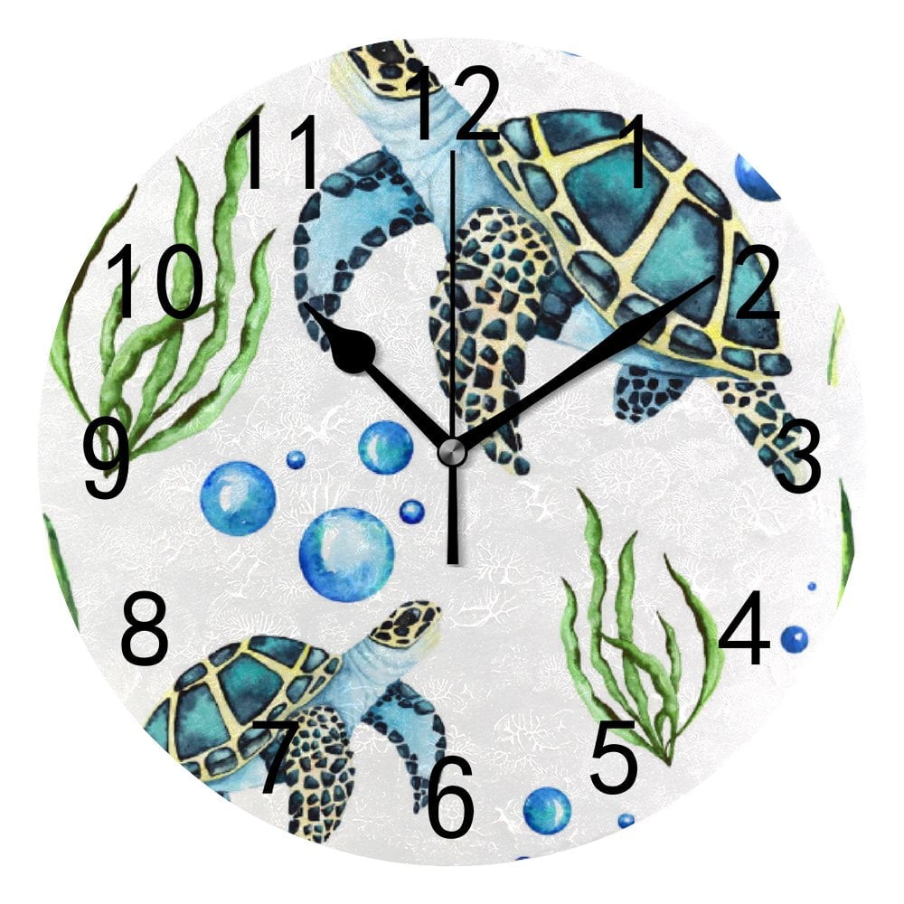 Hidove Round Wall Clock Home Decorative, Sea Turtle Wall Clock 10 inch ...