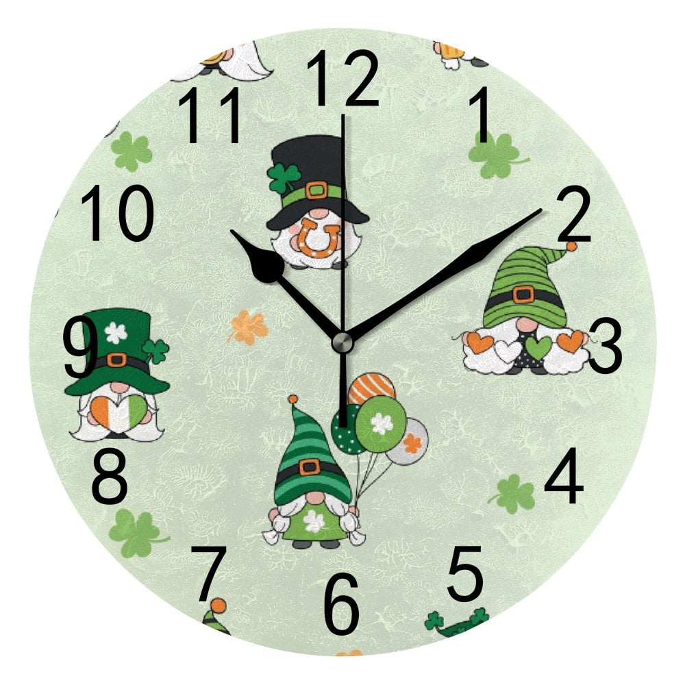 Hidove Round Wall Clock Home Decorative, St Patrick Day with Cute ...