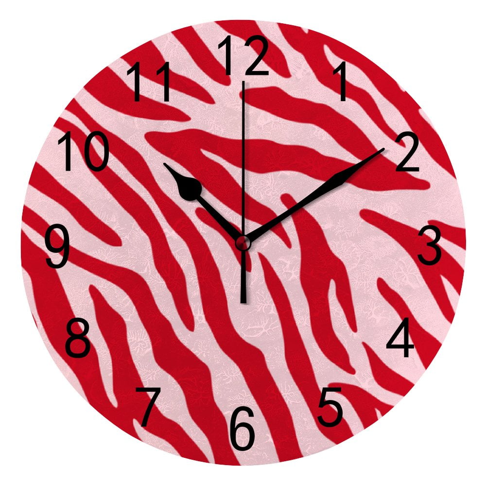 Hidove Round Wall Clock Home Decorative, Zebra print , animal skin ...