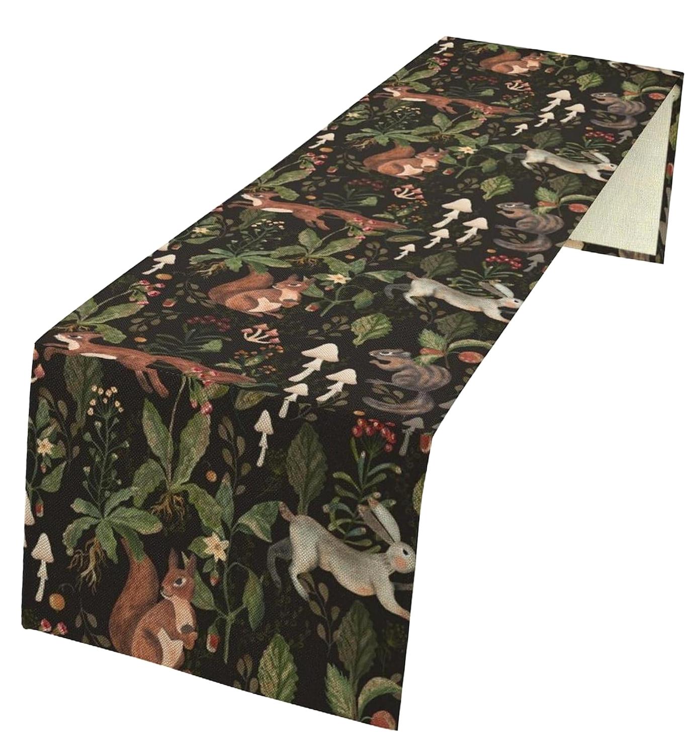 Hidove Rustic Woodland Table Cover, Forest Theme with Wild Creatures ...