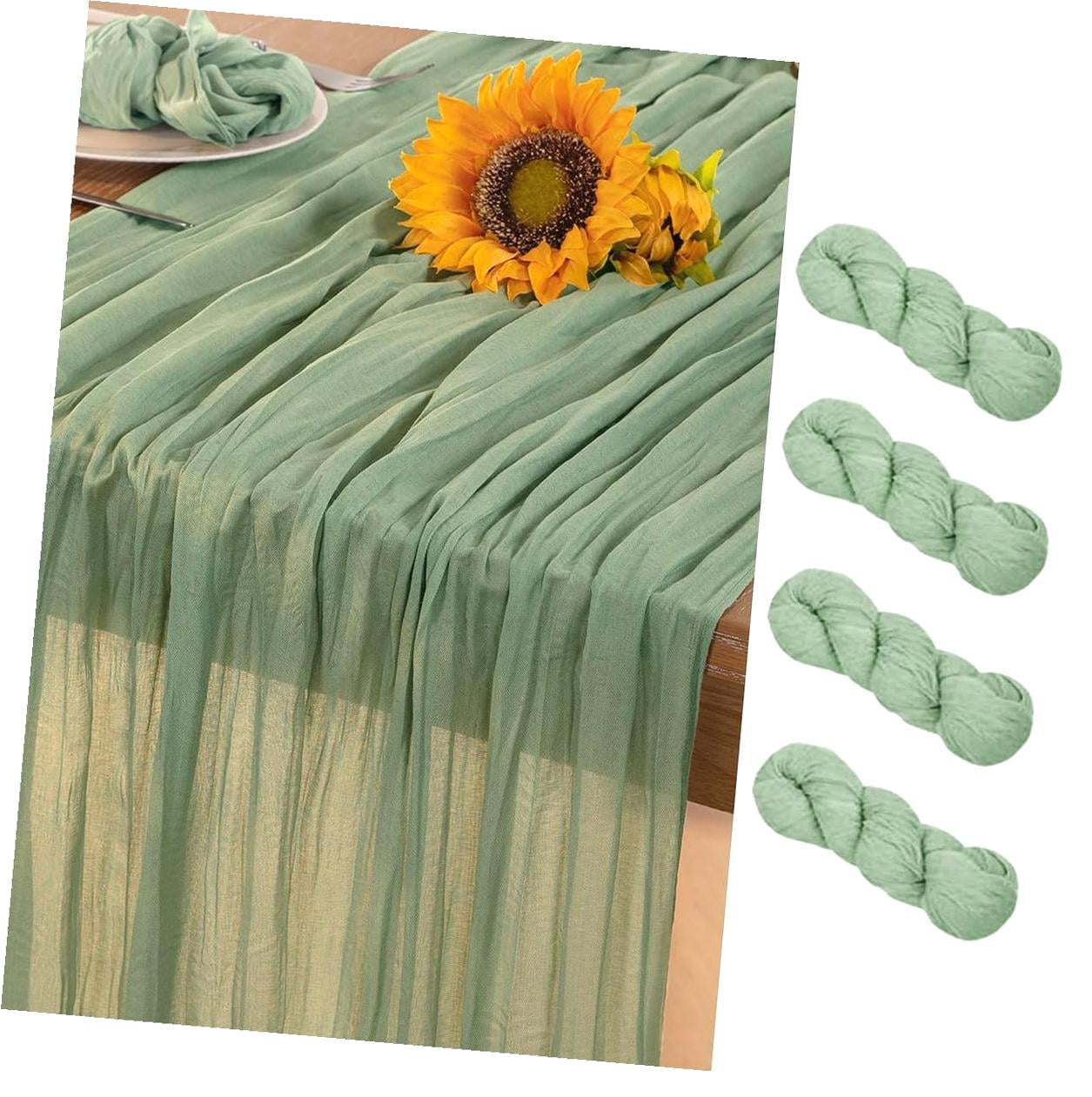 Hidove Sage Green Cheesecloth Table Runner 4 Pack Summer Sheer Sage ...