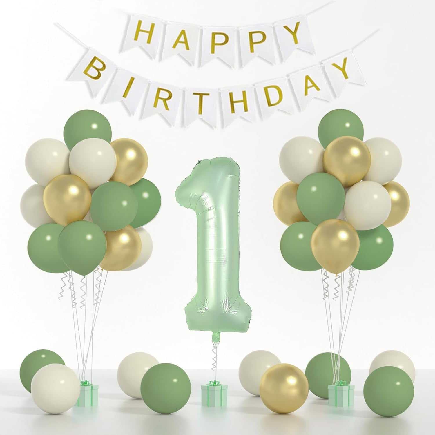 Hidove Sage Green rst Birthday Decorations For Boys, 40in Olive Green ...