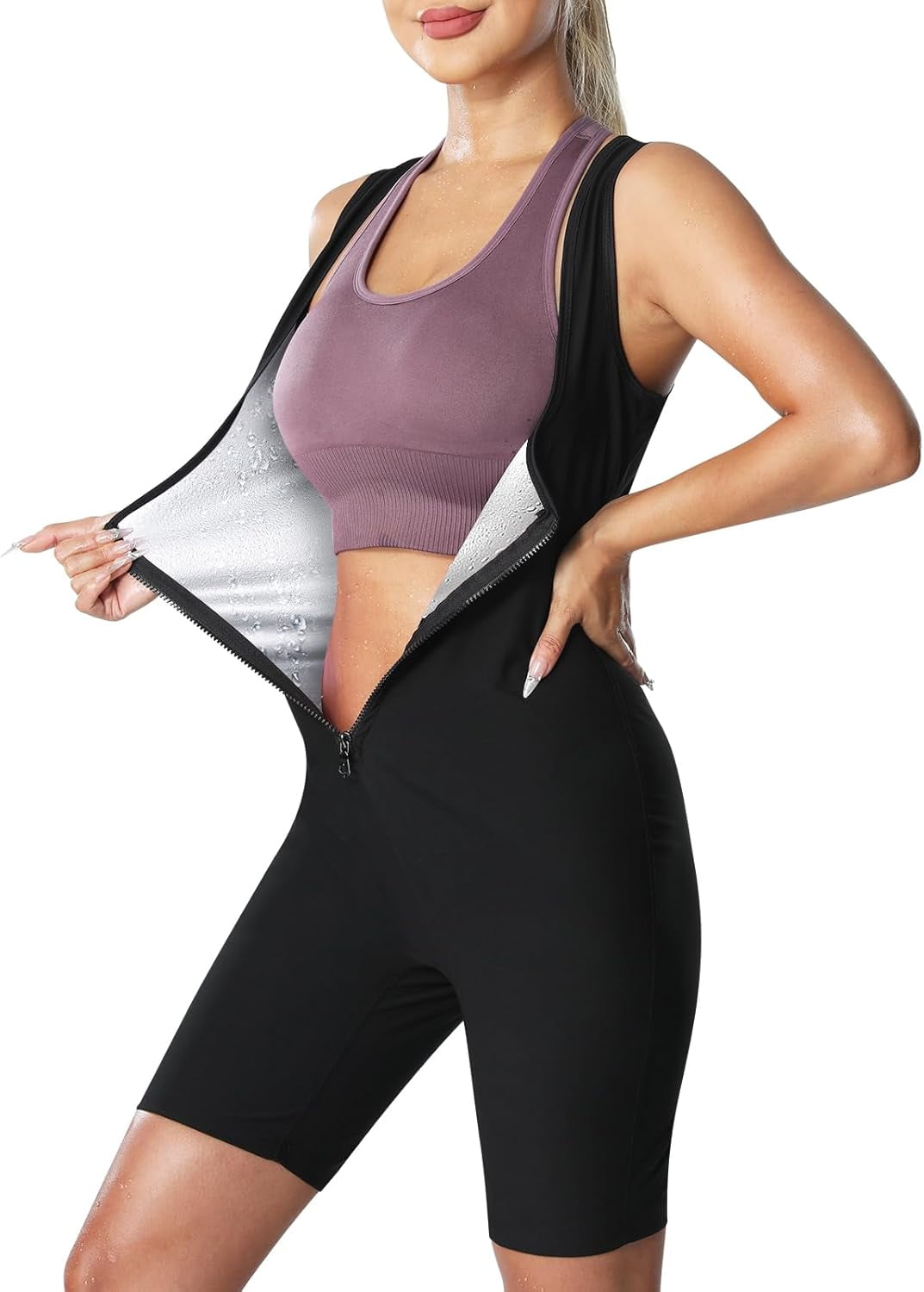 Hidove Sauna Suit for Sauna Vest 4 in 1 Waist Trainer Full Body Shirt ...