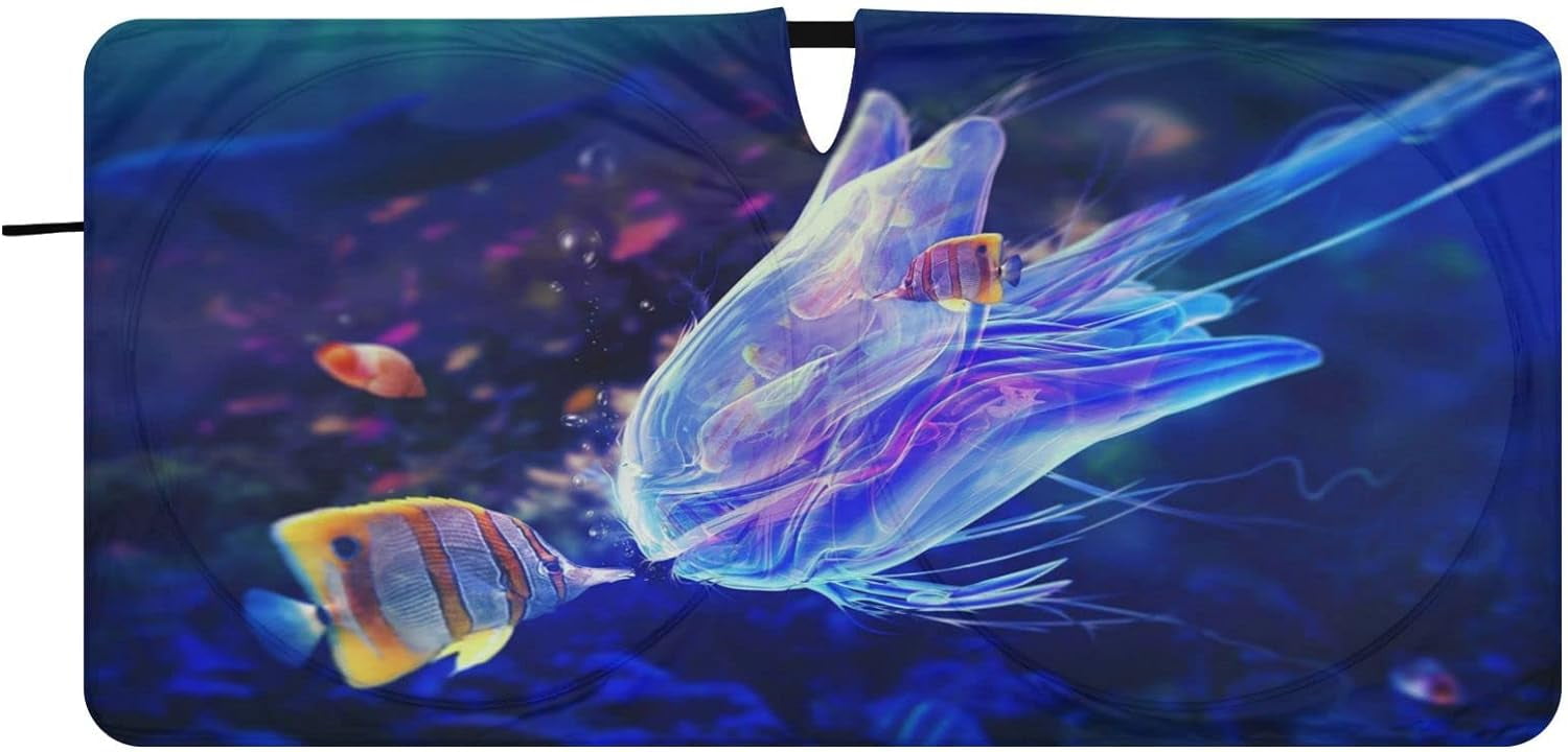 Hidove Sea Fish Jellyfish Car Windshield Sun Shade for Front Window ...