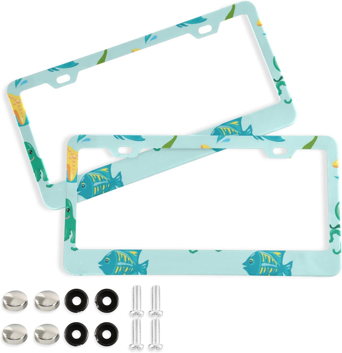 Hidove Sea Life License Plate Frames 2 Pack, Waterproof Aluminum Alloy ...