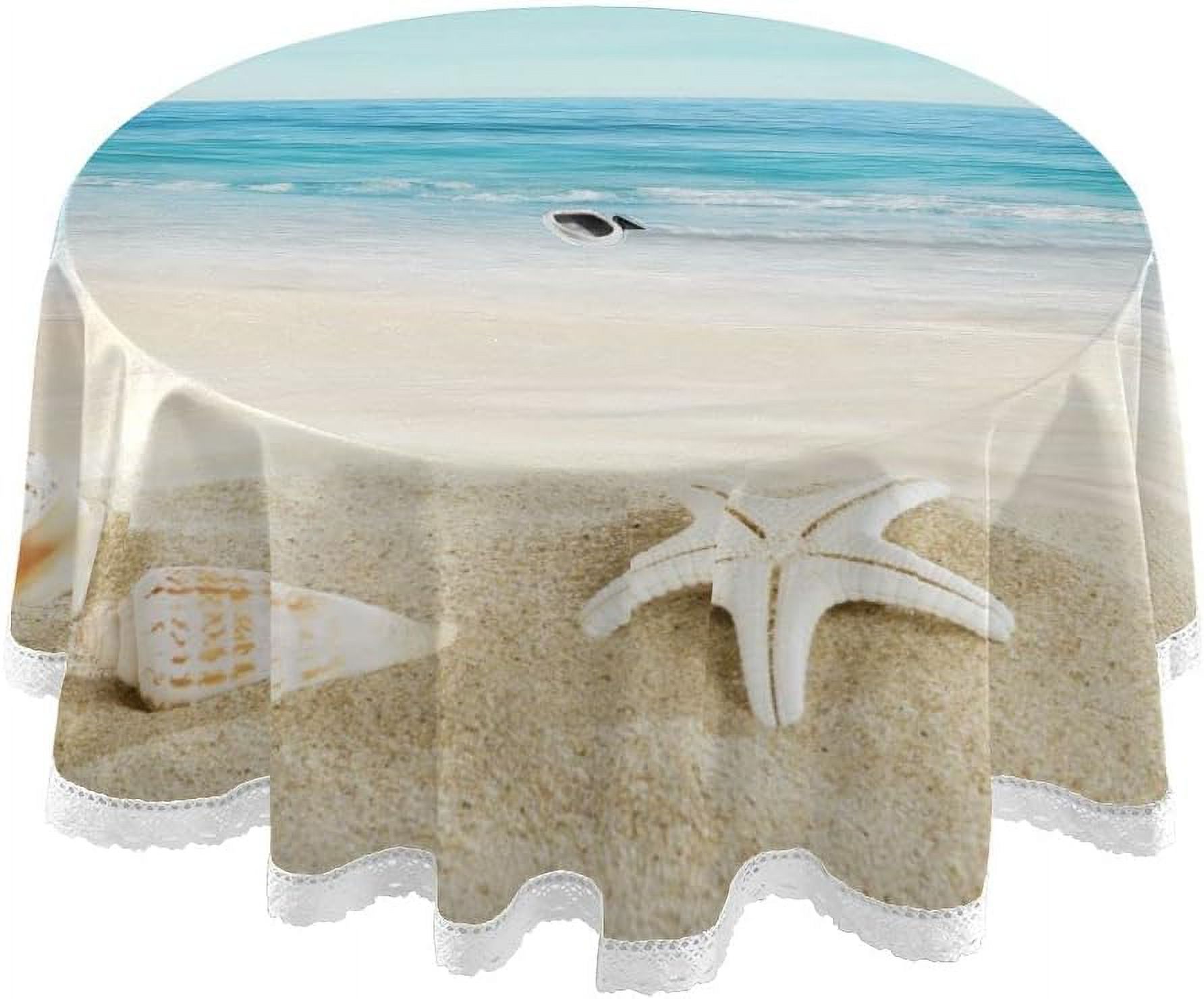 Hidove Seashell Tropical Beach Landscape Outdoor Round Tablecloth ...