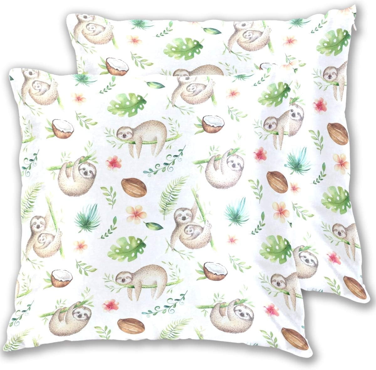 Hidove Set of 2 Baby Animals Sloth Tropical Palm Tree Leaves Throw ... Hidove Set of 2 Baby Animals Sloth Tropical Palm Tree Leaves Throw ...