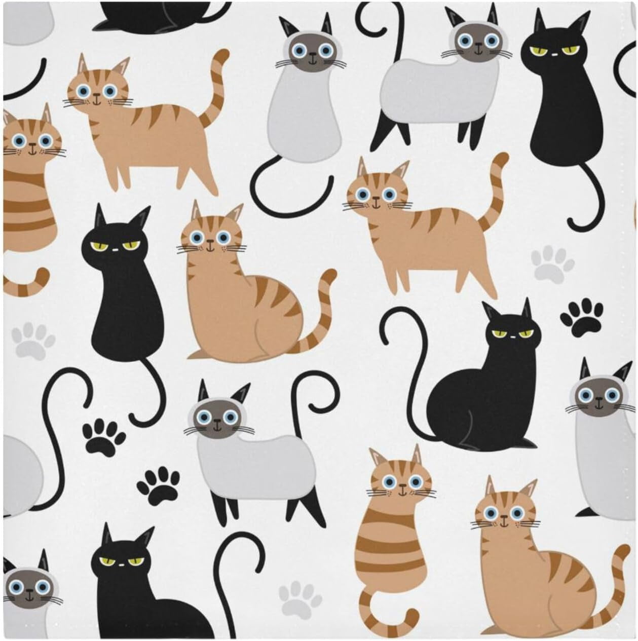 Hidove Set of 4 Cute Cats Satin Napkin Square 20 Inches Table Napkins ...