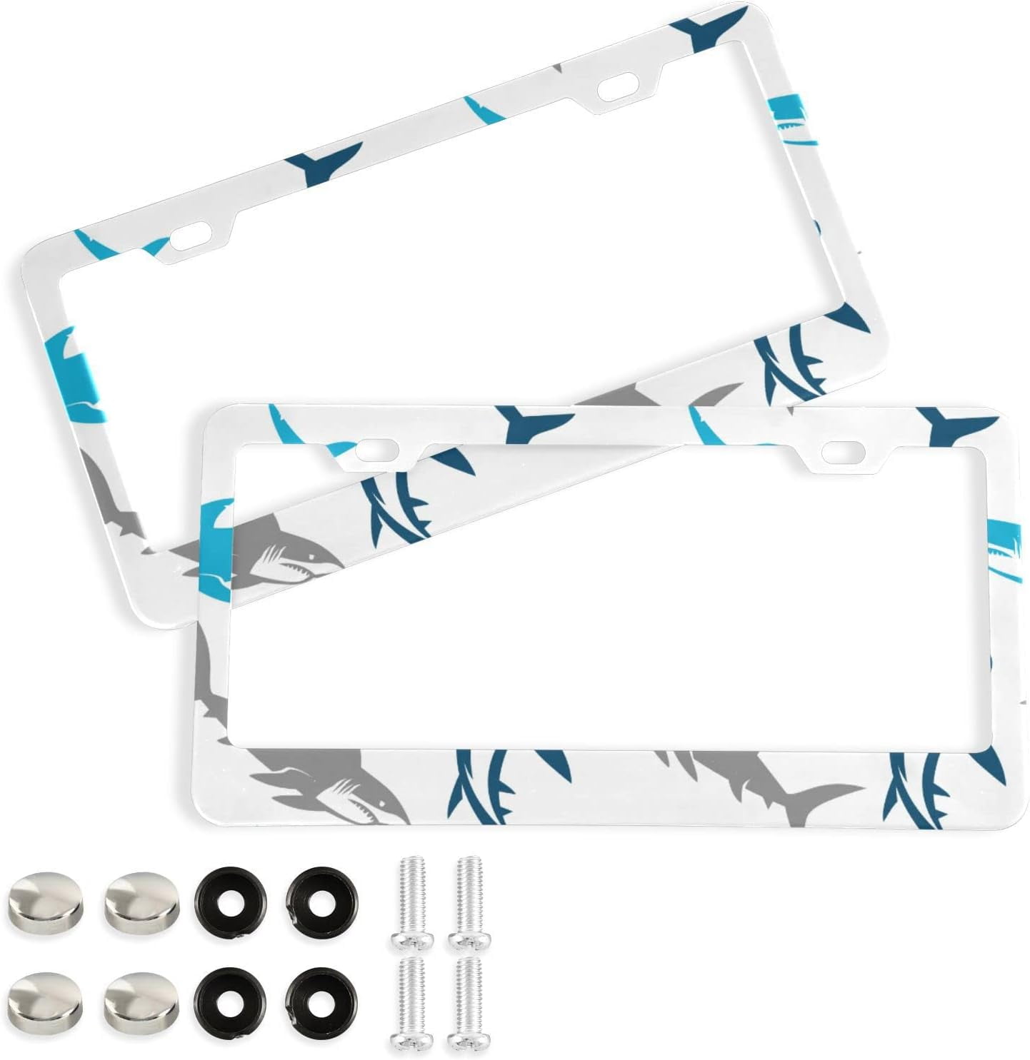Hidove Shark License Plate Frames 2 Pack, Waterproof Aluminum Alloy Car ...