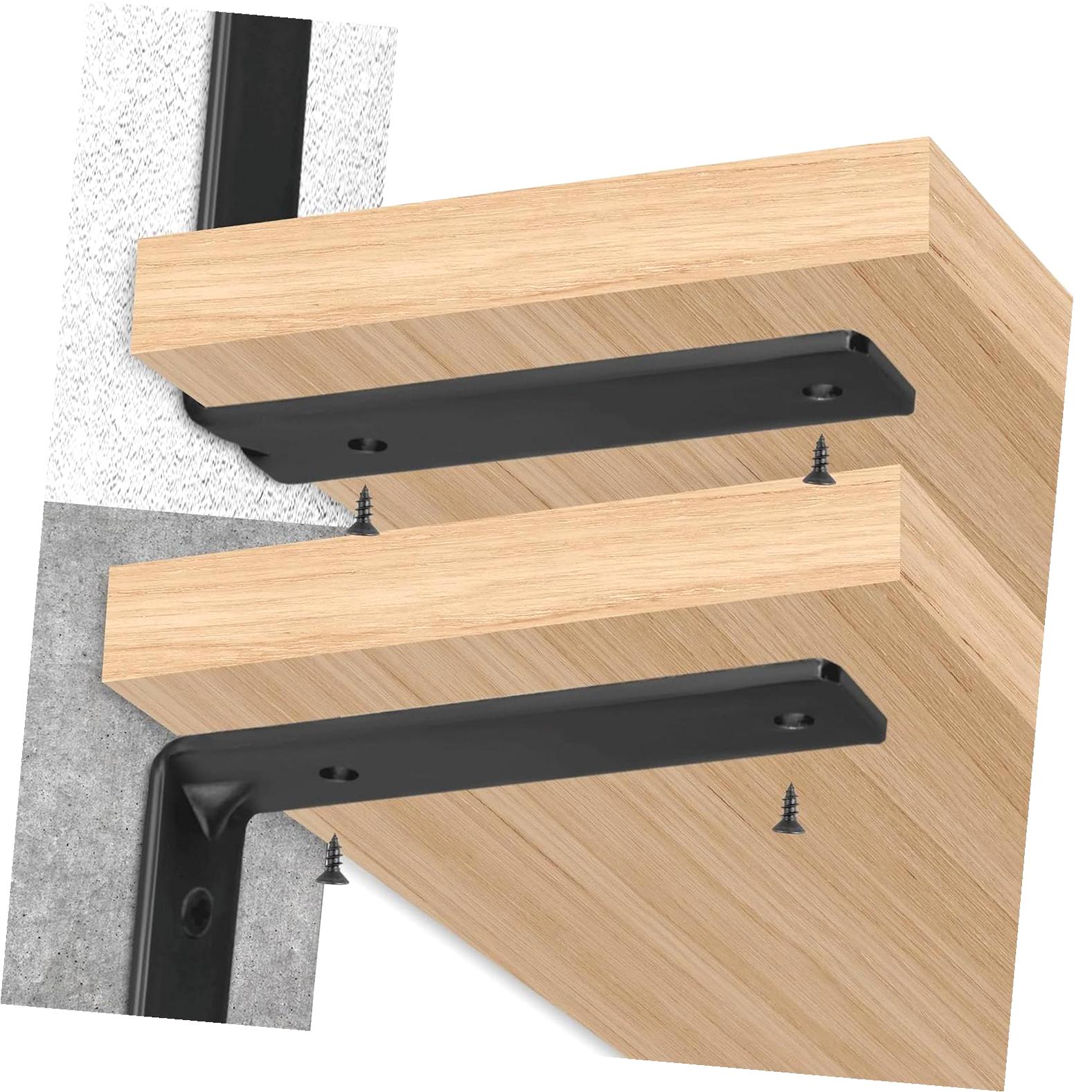 Hidove Shelf Brackets, Heavy-Duty Black Metal Floating Shelf Bracket, 1 ...