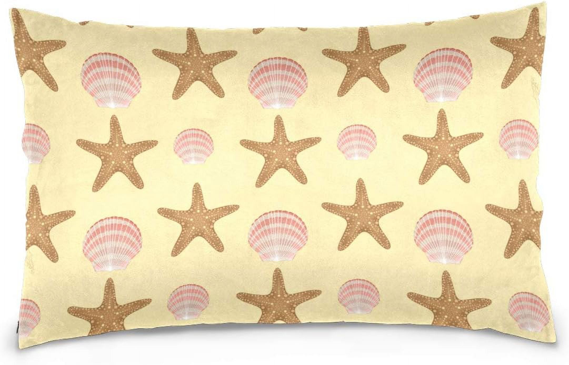 Hidove Shells and Starfish Pattern Velvet Oblong Lumbar Plush Throw ...