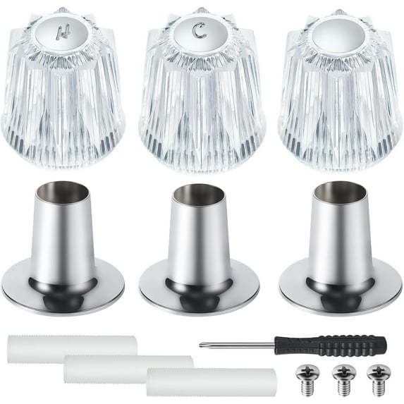 Hidove Shower Knobs 3 Piece Set and Flange Base, Clear Acrylic Plastic ...