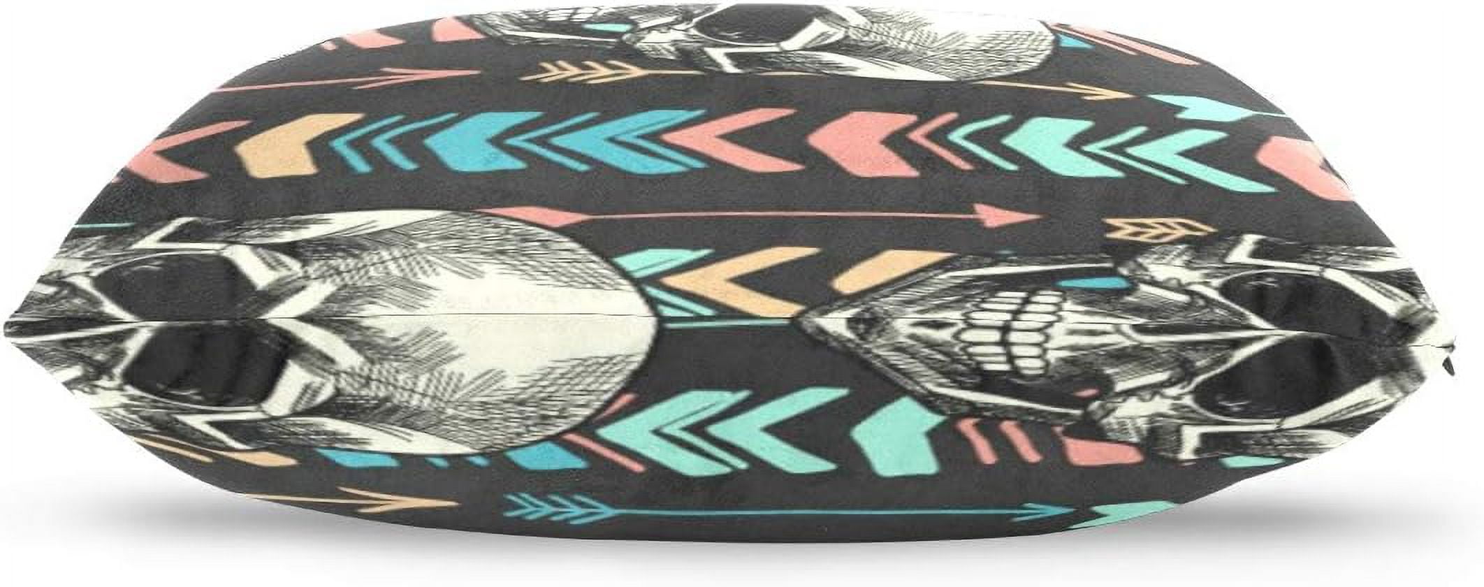 Hidove Skull On Geometric Back Velvet Oblong Lumbar Plush Throw Pillow Cover/Shams Cushion Case ...