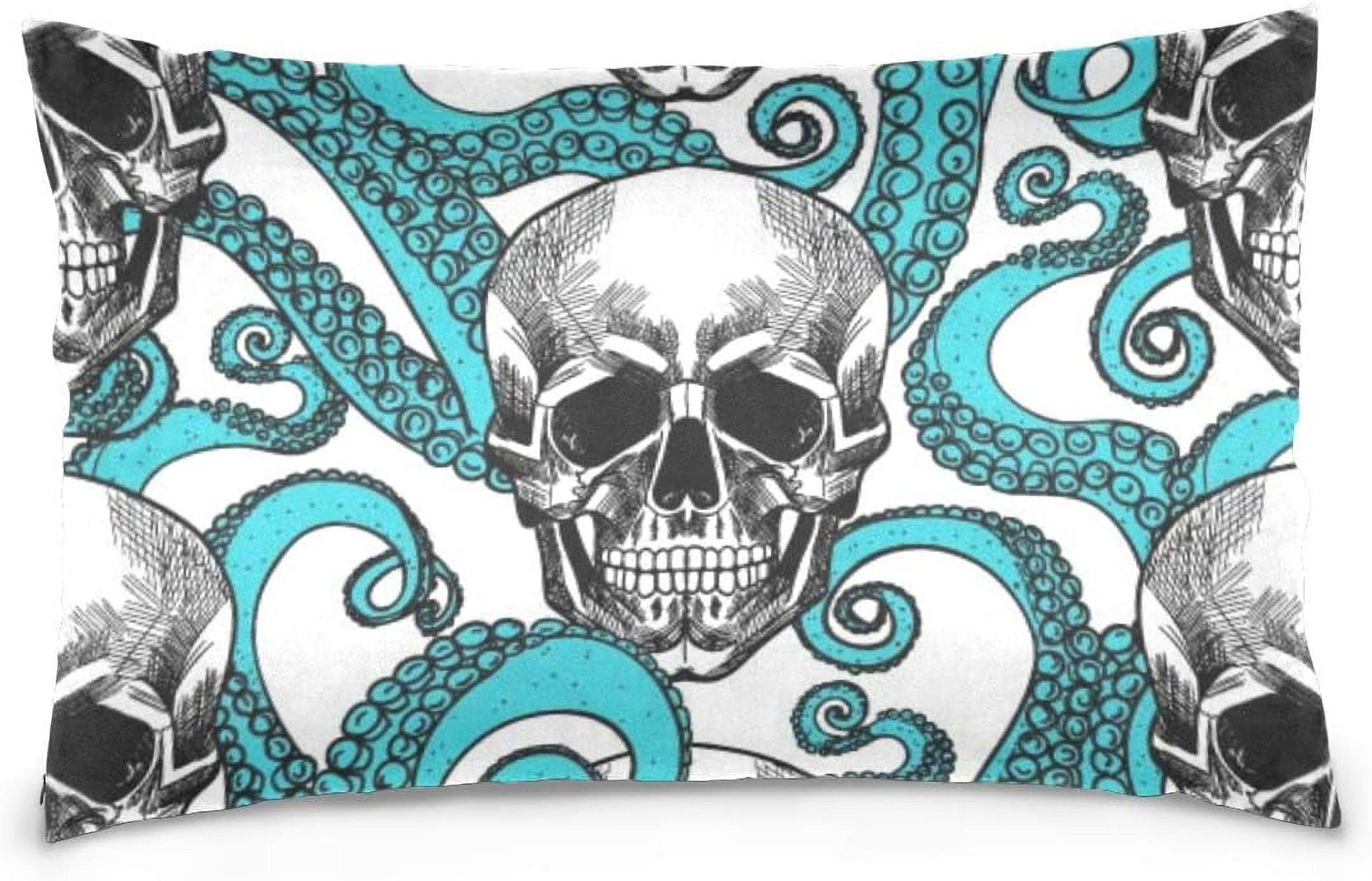 Hidove Skull and Tentacles of The Octopus Velvet Oblong Lumbar Plush ...