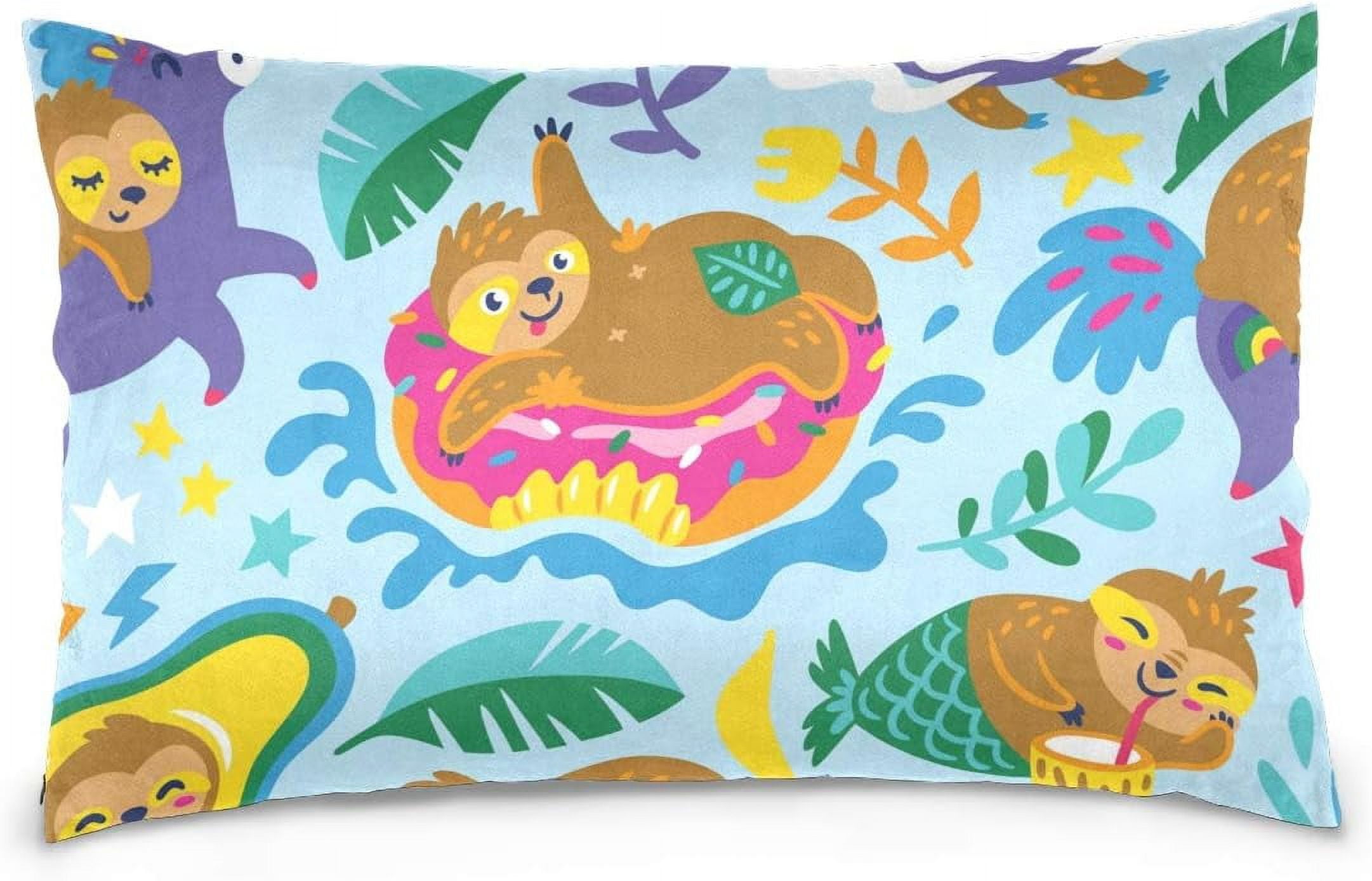 Hidove Sloths Enjoy Summer Day Velvet Oblong Lumbar Plush Throw Pillow ...